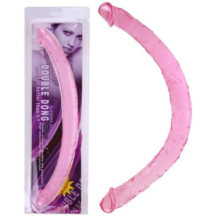 Double Gode Réaliste Rose Flexible 45 Cm Achat Vente Double Gode