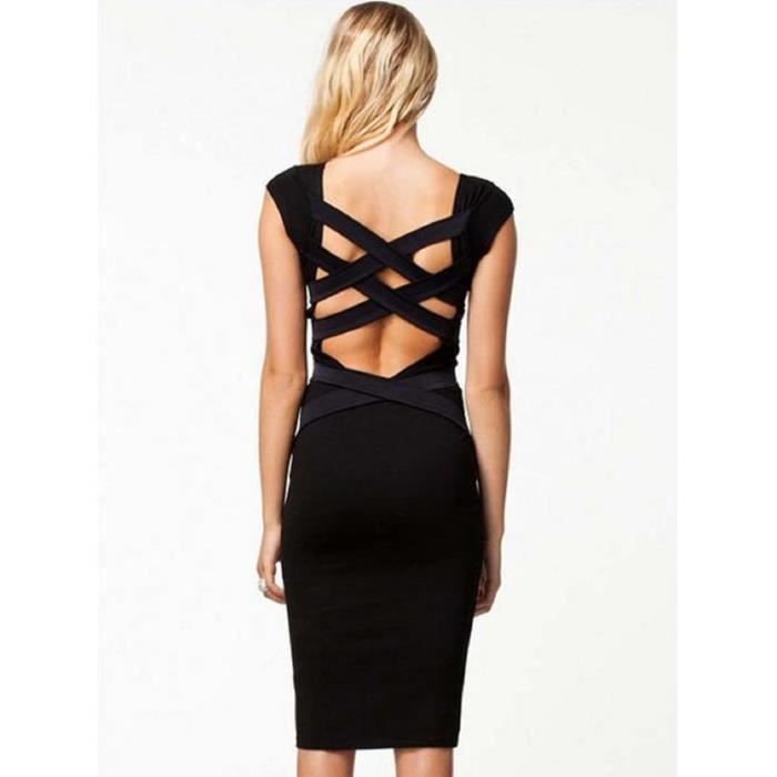 Robe Dos Nu à Lacets Noir Noir Achat Vente Robe Cdiscount