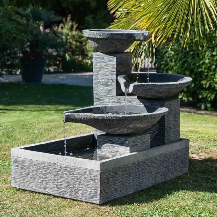 Fontaine de jardin à débordement 3 vasques noir Achat Vente