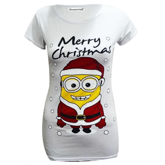 Noël Xmas Dames T Shirt Minion Olaf Rudolph Sno Minion White Achat