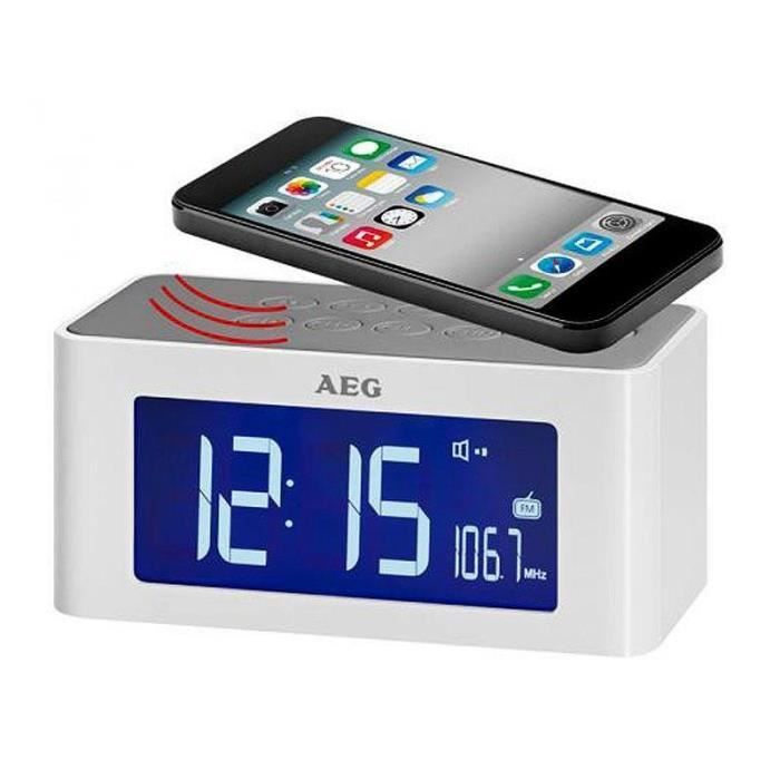 AEG Clock radio with cordless induction speaker MRC 4140 i white ...