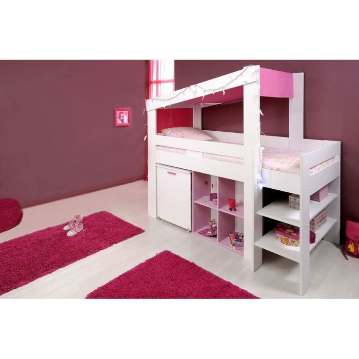 Lit Combiné Enfant 90x200 Cm Blanc Et Rose Cind… Achat Vente Lit