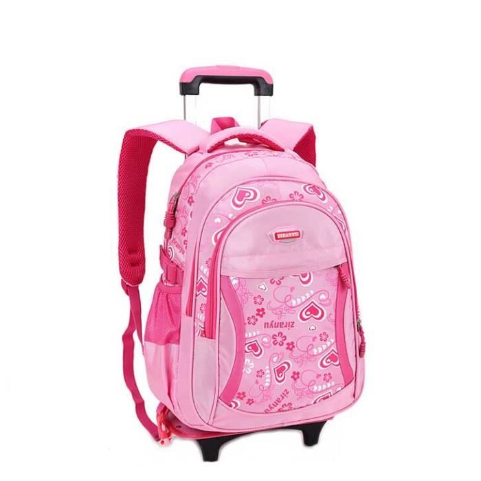 LYT® Sac à dos a roulette trolley scolaire école enfant -- Rose Noir ... LYT® Sac à dos a roulette trolley scolaire école enfant -- Rose Noir ...