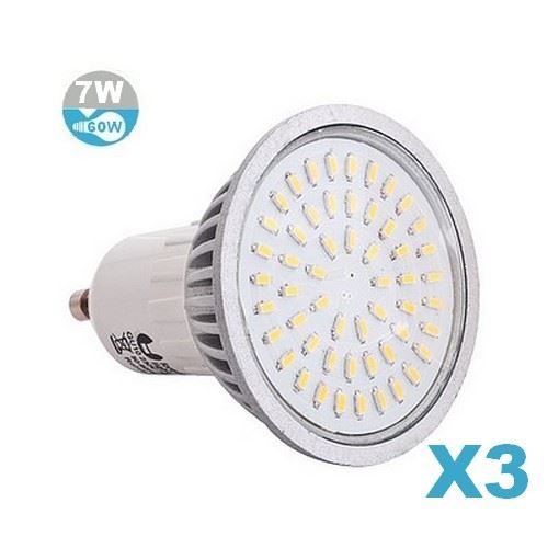 3 Ampoule Spot Led Gu10 54 Led 7w Blanc Chaud … Achat Vente 3