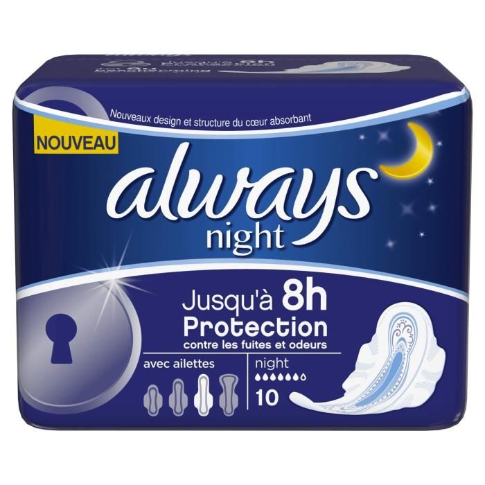 Always Ultra night Serviette hygiénique avec ailette x10 - Achat ...