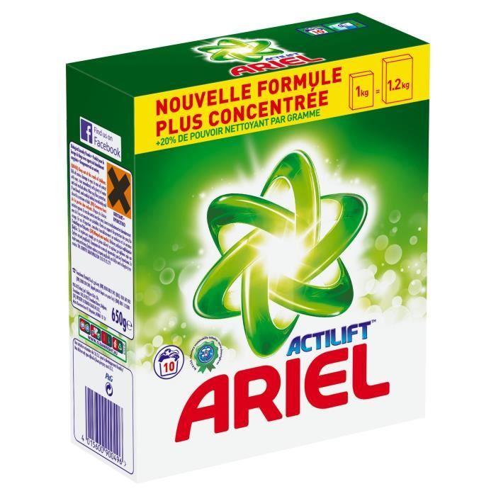 Ariel Lessive en poudre régulier 10 doses 650g - Achat / Vente lessive ...
