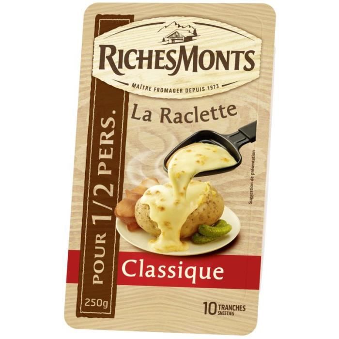 Richemont fromage raclette en tranches nature 26%mg 250g - Achat ...