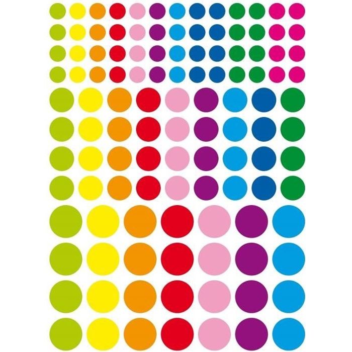 CTOP 348 Pièces Gommettes Rondes Couleurs Vives - Achat / Vente ...