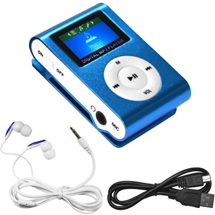 Mini Lecteur Baladeur ECRAN LCD mp3 Sport Player Bleu - lecteur mp3 ...