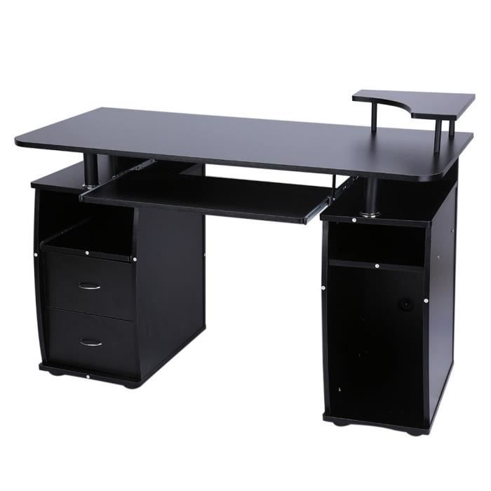 Bureau d'ordinateur PC Table noir Mobilier de salle d'étude avec Tiroir ...