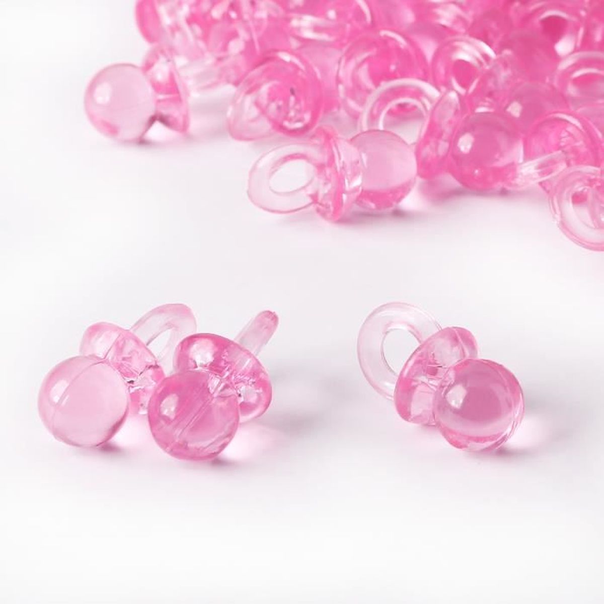 100x mini sucette 2cm transpartent rose fille bébé baptême décoration ...