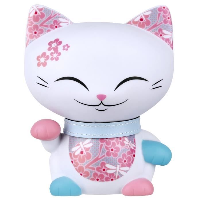 Chat porte bonheur Mani the Lucky Cat blanc collier bleu ciel - Achat ...