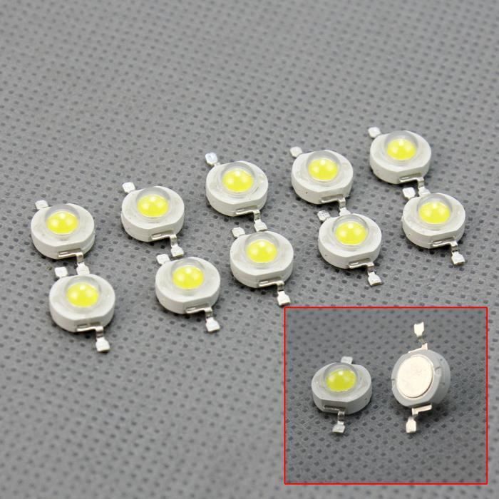10 Pcs Chip LED Diode Haute Puissance 3W 3.4V~3.6V 6000-6500K Lumière ...