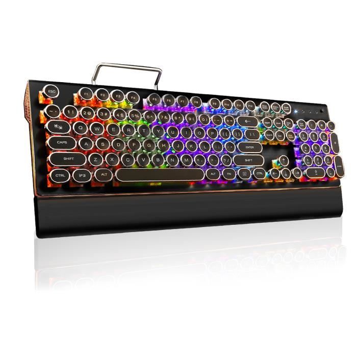 Clavier Gaming Mécanique LED Multi-Couleur Rétro-éclairé QWERTY 104 ...