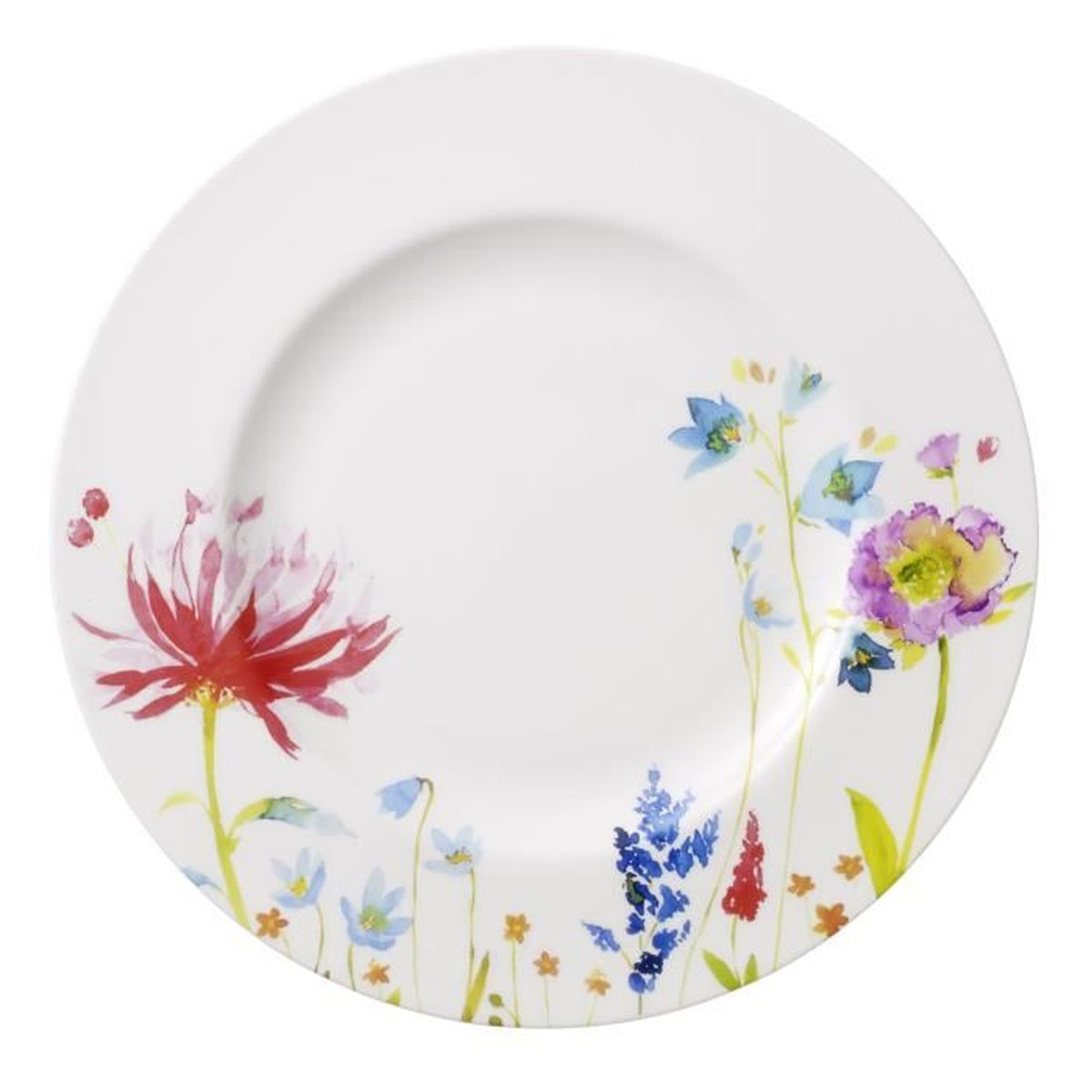 Assiette plate porcelaine ronde fleurs multicolore 27cm - Lot de 6 ...