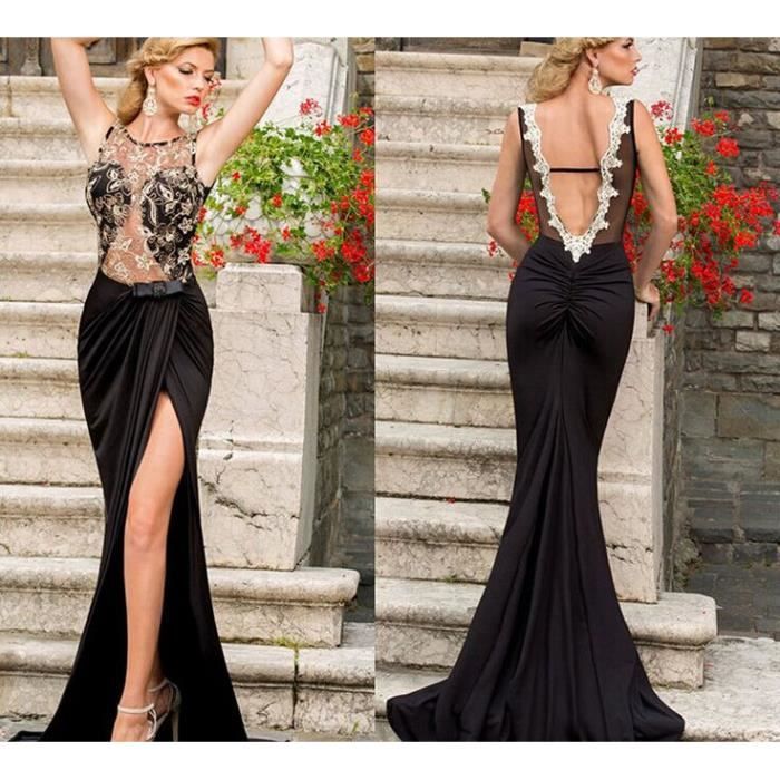 tenue de soirée pour femme robe longue élégant jointif en dentelle sexy ...