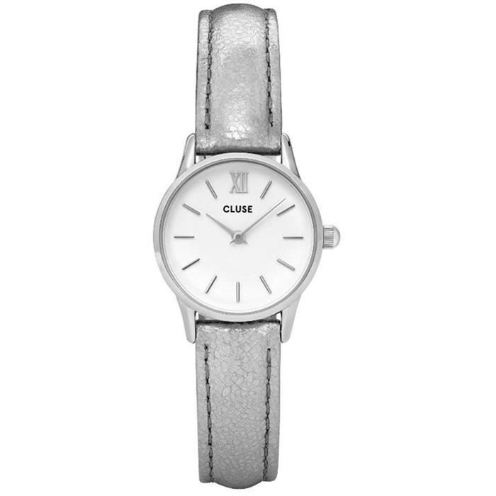 CLUSE LA VEDETTE FEMME 24MM BRACELET CUIR ARGENT QUARTZ MONTRE CL50021 ...