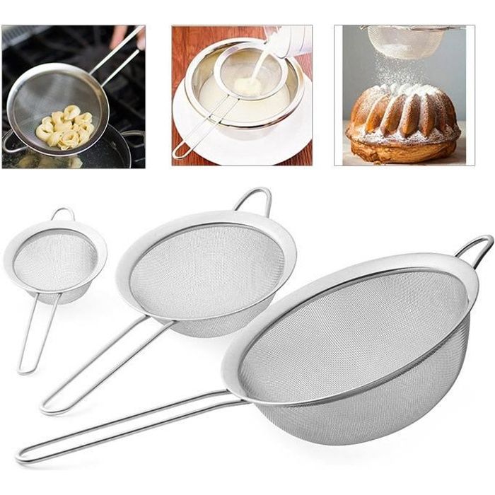 Lot de 3 Passoires en Inox - Coniques - Passoire Chinois Tamis de ...