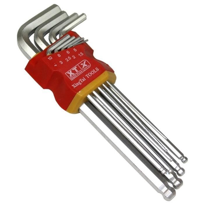 9 clés Allen 6 pans mâles 1.5/2/2.5/3/4/5/6/8/10mm - Achat / Vente cle ...