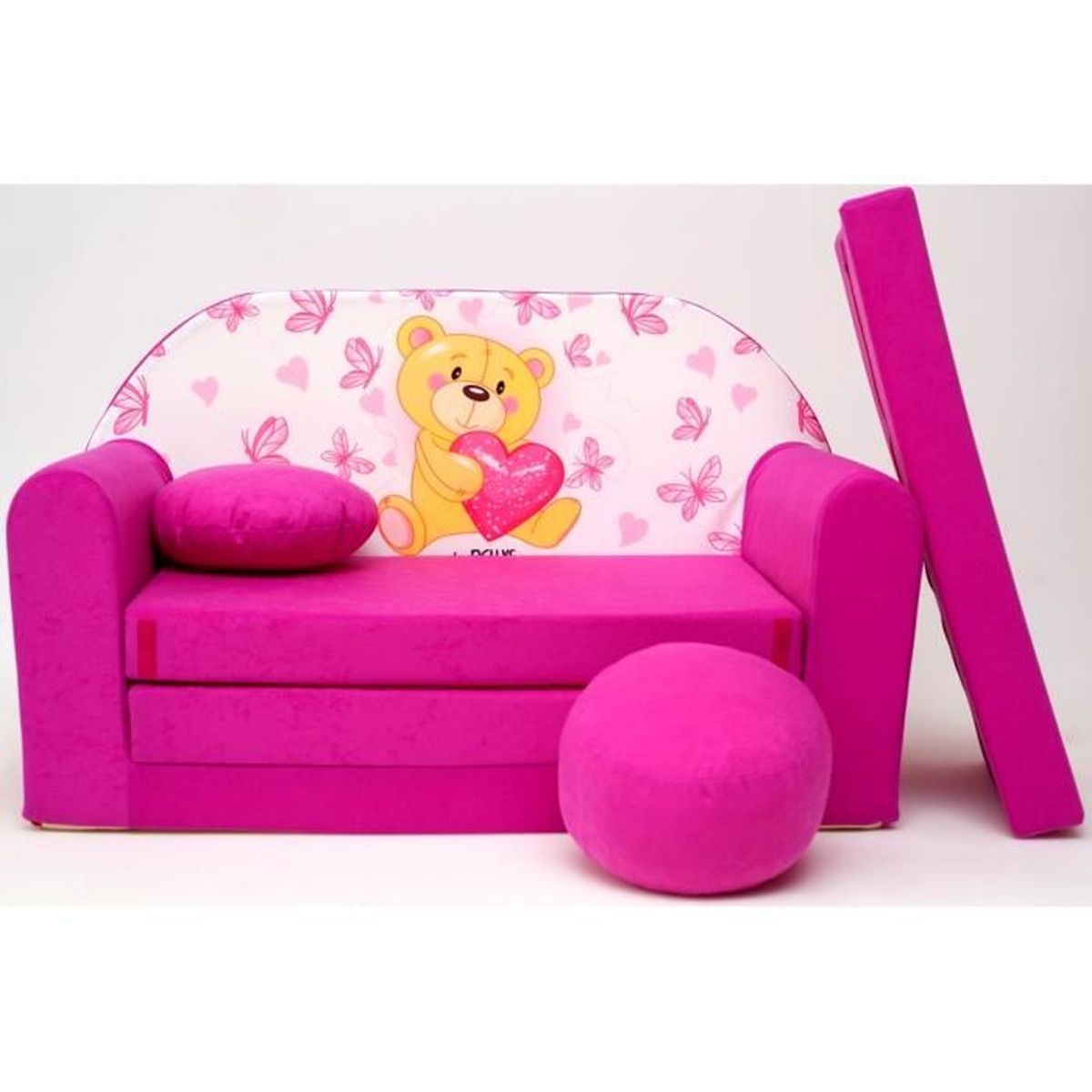 Canape Sofa enfant 2 places convertible Sweet-Bear Rose - Achat / Vente ...