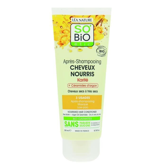 SO'BiO ETIC Après-shampooing au Karité et céramides d'Argan - Cheveux nourris - 200 ml - Achat ...