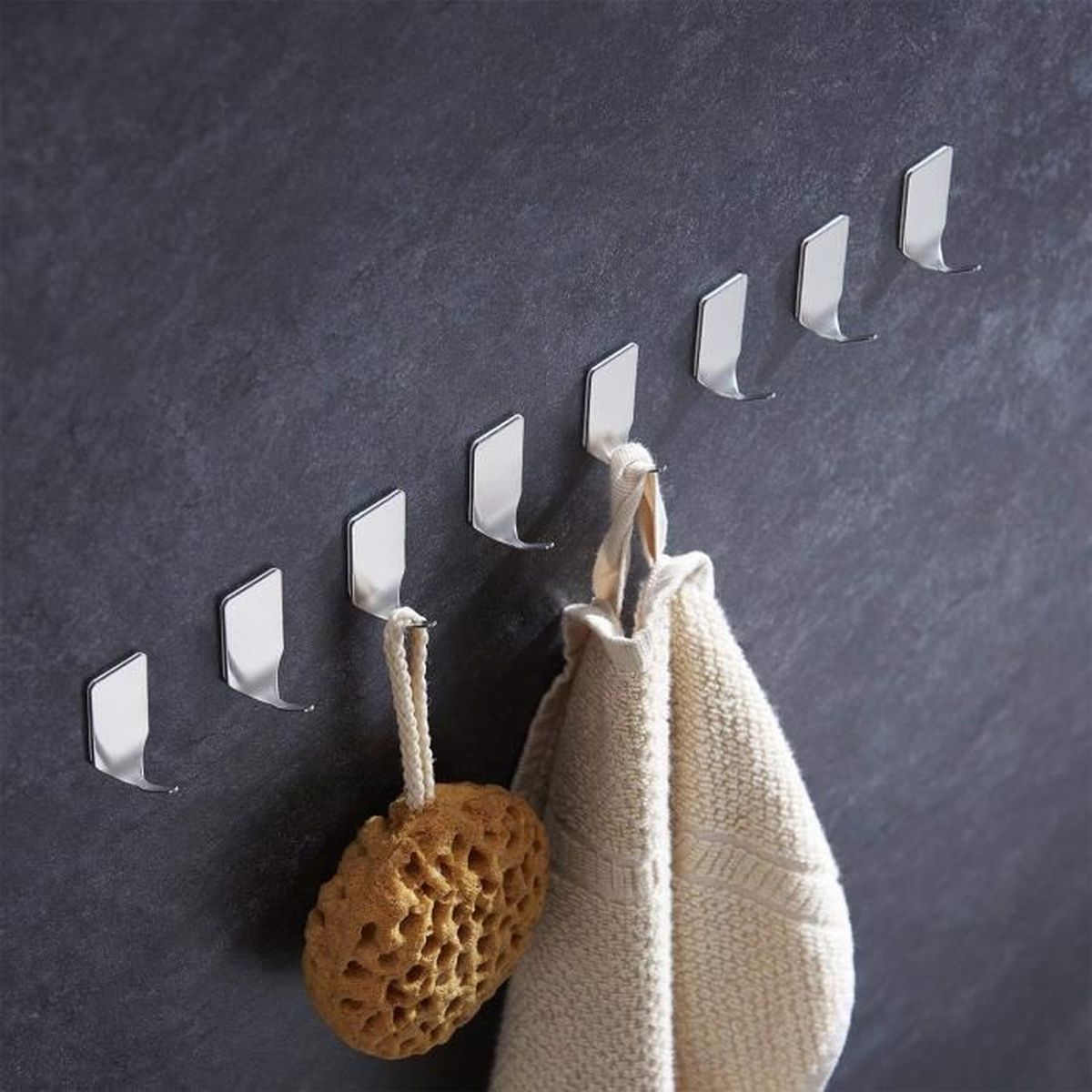 8pcs Crochet Mural adhesif Acier Inox collant Crochets serviette Racks ...