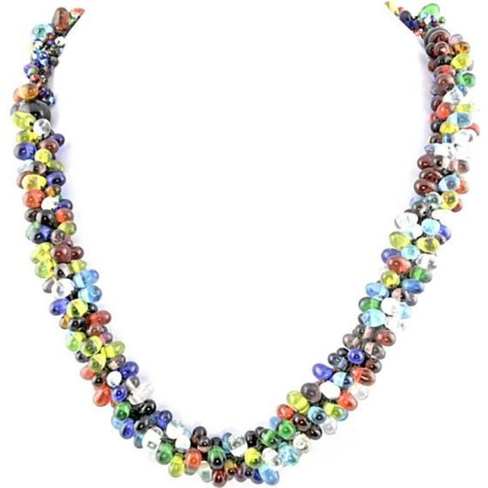 Collier perle Bijou fantaisie perle Verre Femme Multicolore Perle ...
