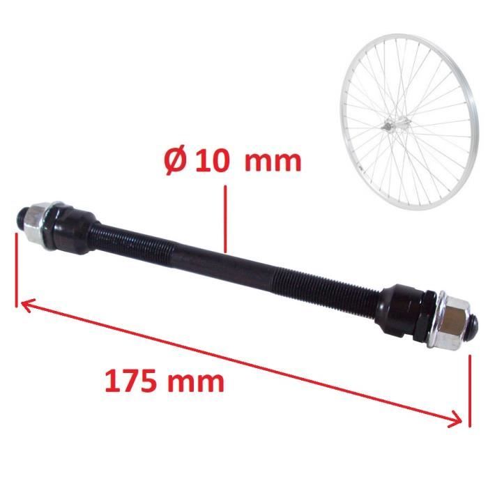 AXE DE ROUE VELO UNIVERSEL 10x175 MM MOYEU ARRIERE PLEIN VTT ROUTE BMX ...