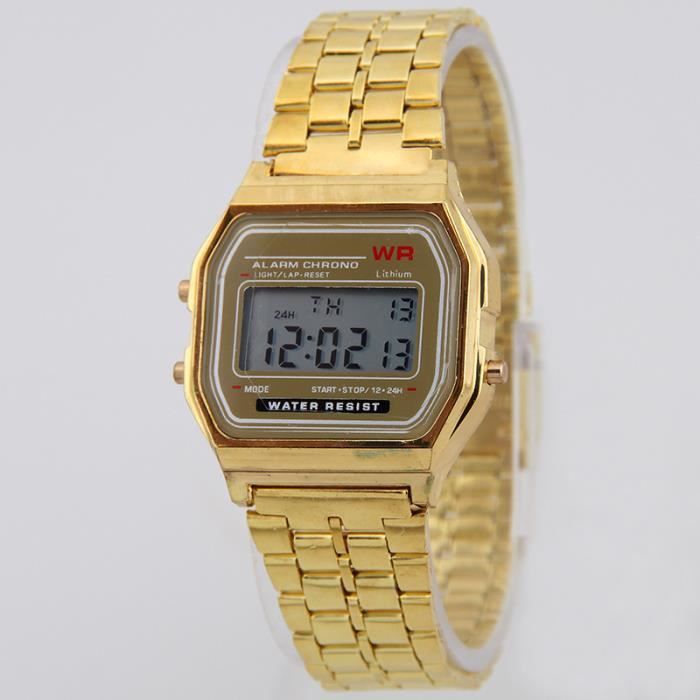 montre en or digital