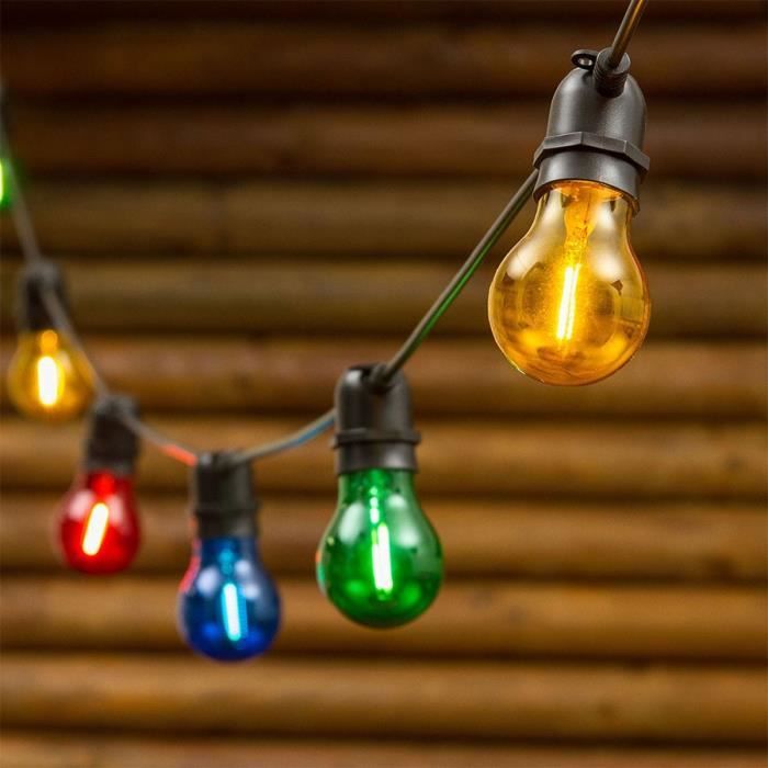 Guirlande Guinguette E27 filaments LED 10 ampoules Multicolores - Achat / Vente Guirlande ...