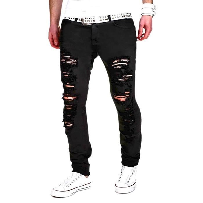 Minetom Homme Skinny Trou Biker Jeans Straight Fit Déchiré Styles ...