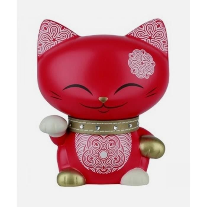 Chat porte bonheur Mani the Lucky Cat rouge collier doré - Achat ...