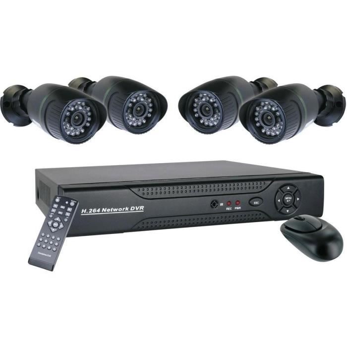 SMARTWARES DVR640S Pack 4 caméras de surveillance filaire avec ...