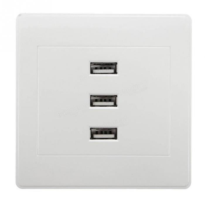 Prise murale USB - 3 ports - encastrable - Branchement direct 220 volts ...