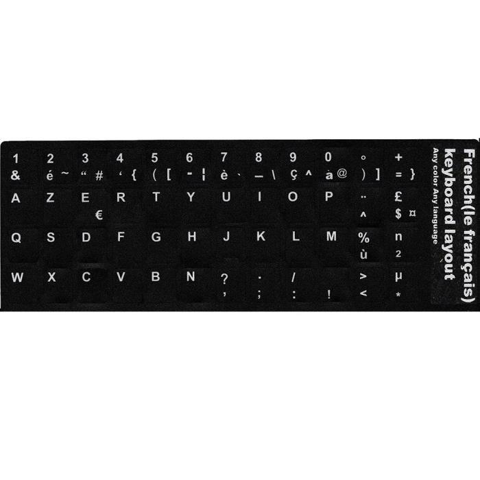 Sticker Autocollant AZERTY NOIR Pour Touches de Clavier Ordinateur ...