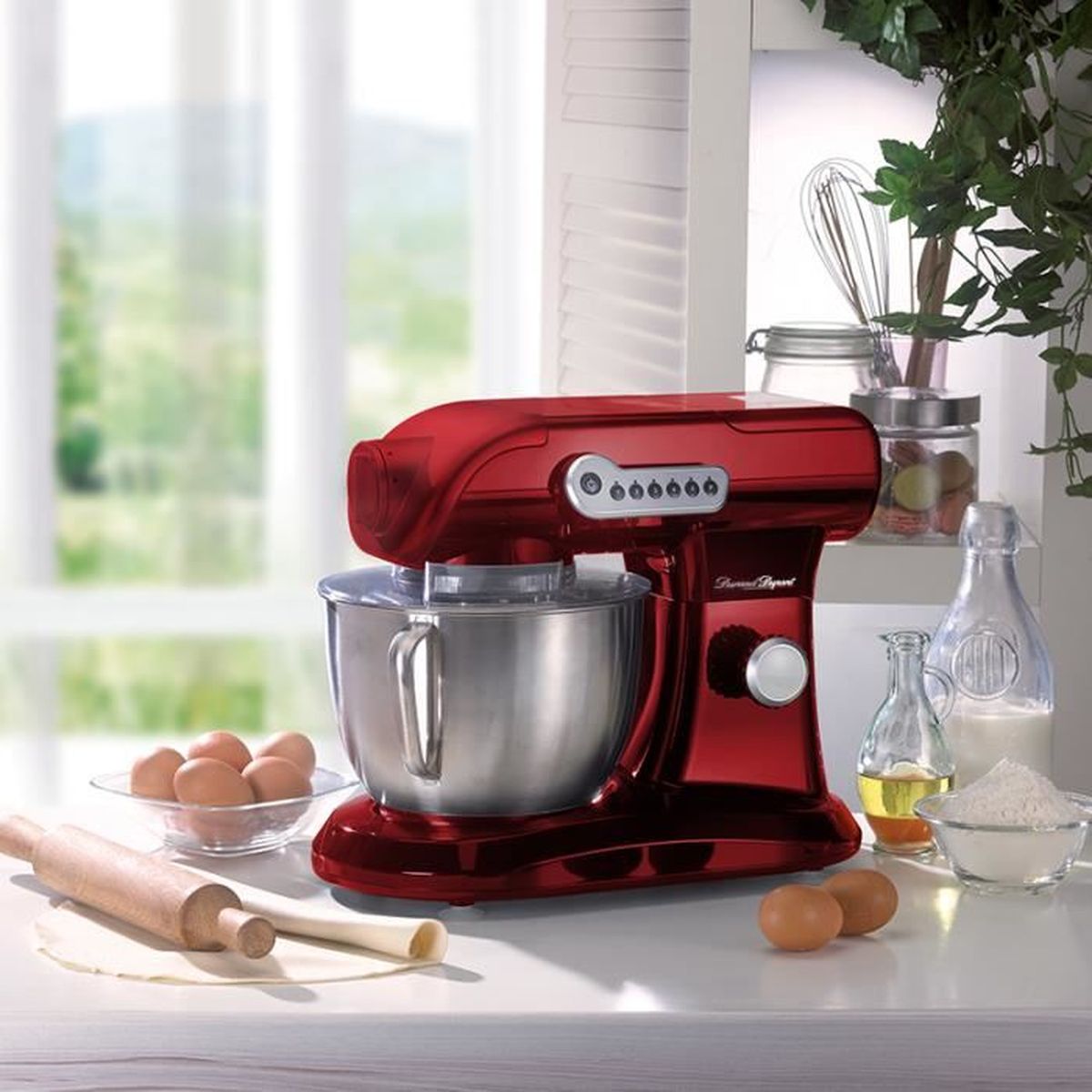 Robot Pétrin Kitchenmaster Multifonction 3 en 1 Rouge - Rouge - Achat ...