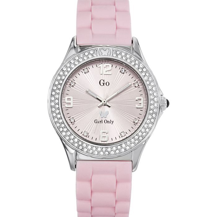 montre go girl only femme bracelet cuir noir fond noir