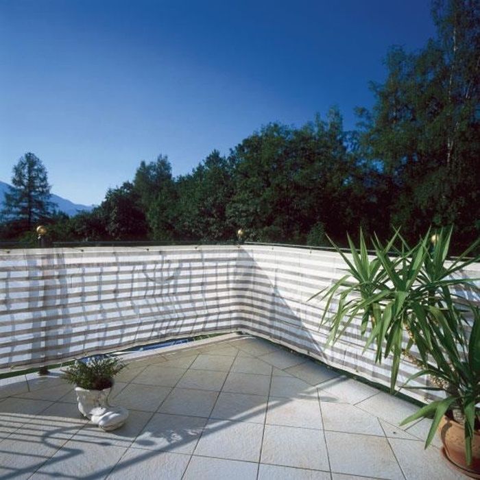Brise vue bicolore pour balcon 85% occultant - 5XH0,9m SYLT-Gris/ Blanc ...