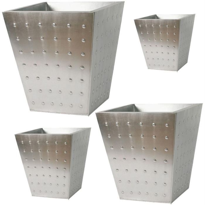 Cache-pot carré en zinc brossé, série de 4 GCP128S - Achat / Vente ...