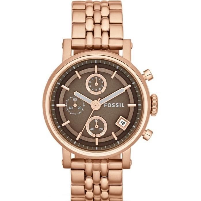 montre fossil homme mi automatique acier dore rose