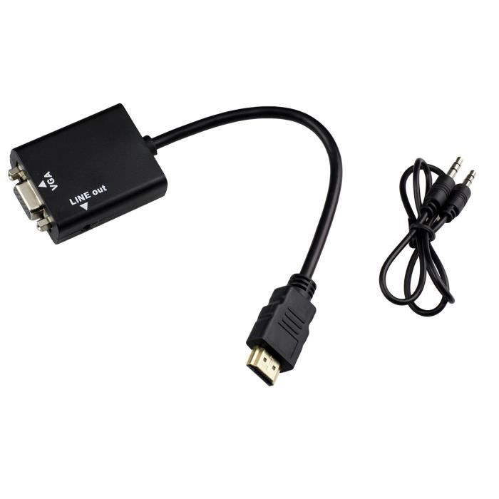 Tera Câble Adaptateur 1080P HDMI mâle vers VGA mâle avec jack 3,5mm et ...