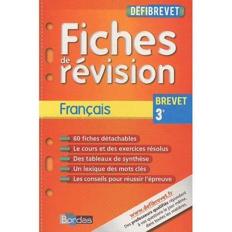 FICHES DE REVISION ; FRANCAIS ; 3EME - Achat / Vente livre Parution pas ...