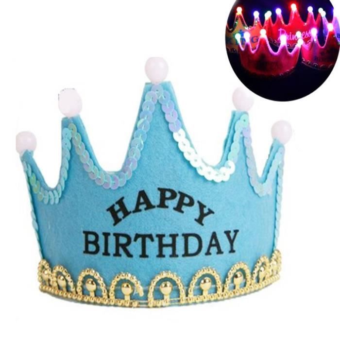 Couronne Lumineuse Coiffure Pour Anniversaire "HAPPY BIRTHDAY" Bleu ...