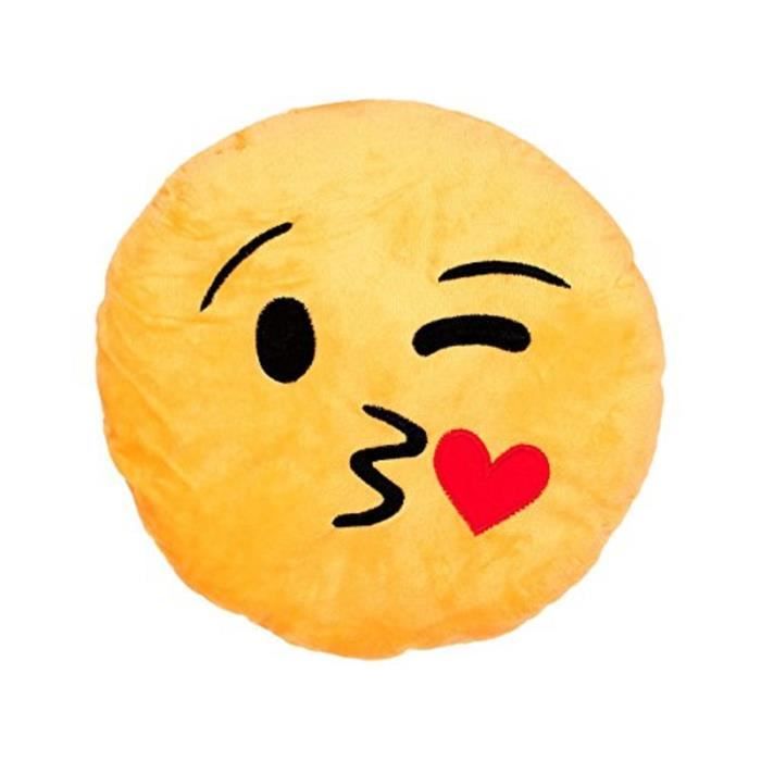 Coussin emoticone emoji bisous 32 cm - Achat / Vente coussin - Cdiscount