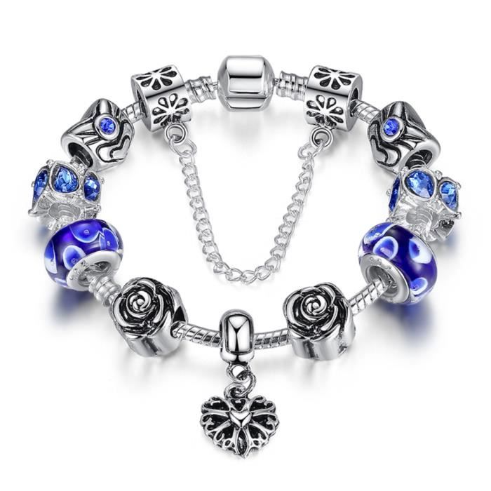 Style Pandora Perles Charm Bracelets BBPA01454 (7.8in / 20cm) Bleu ...