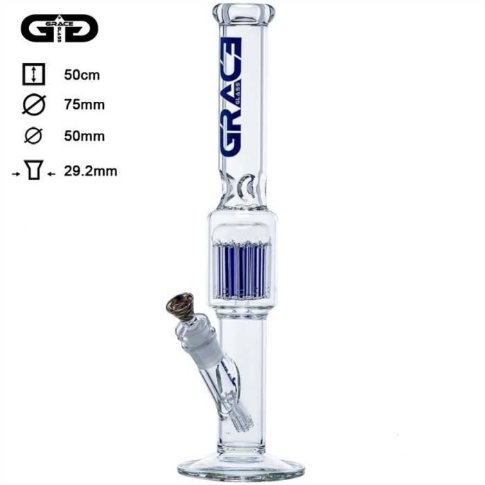 GRACE GLASS BLUE CANE GG BONG - BANG ICE PERCOLATOR - 50CM - DIAMETRE ...