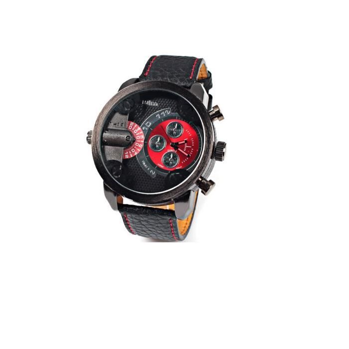 Montre Homme rouge Gros Cadran Double Affichage Rouge, Tendance - Achat ...