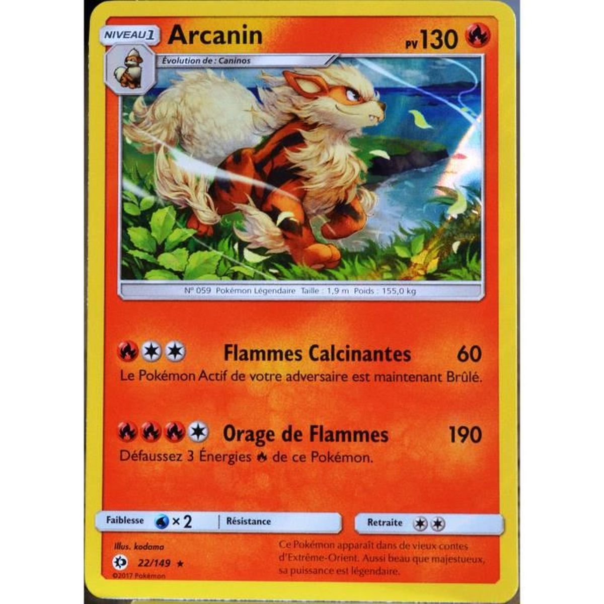 Carte Pokémon 22-149 Arcanin 130 PV - HOLO SM1 - Soleil et Lune - Achat ...