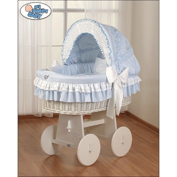 berceau et parure complète nœud bleu châssis blanc - Achat / Vente ...