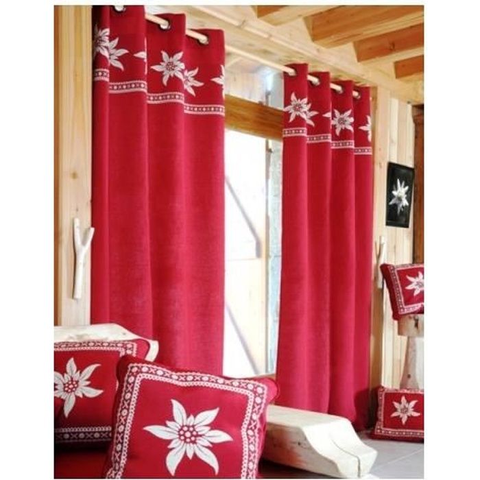 Rideau avec motif Edelweiss Coloris Rouge Taill... - Achat / Vente ...